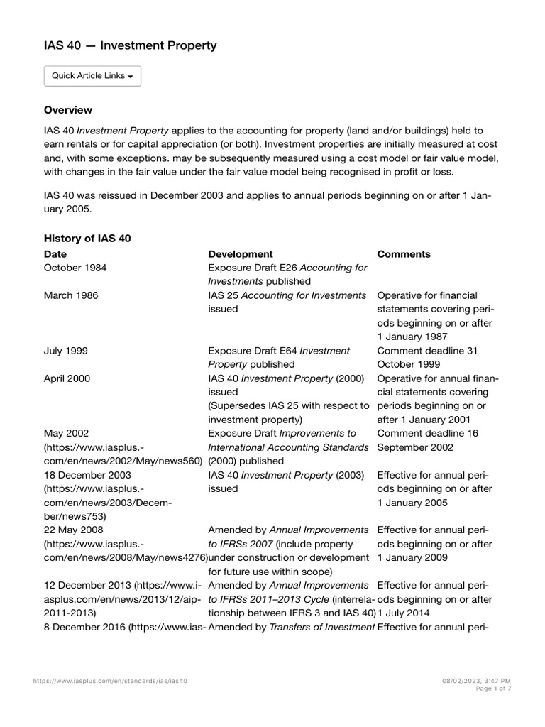 IAS 40 Investment Property | PDF