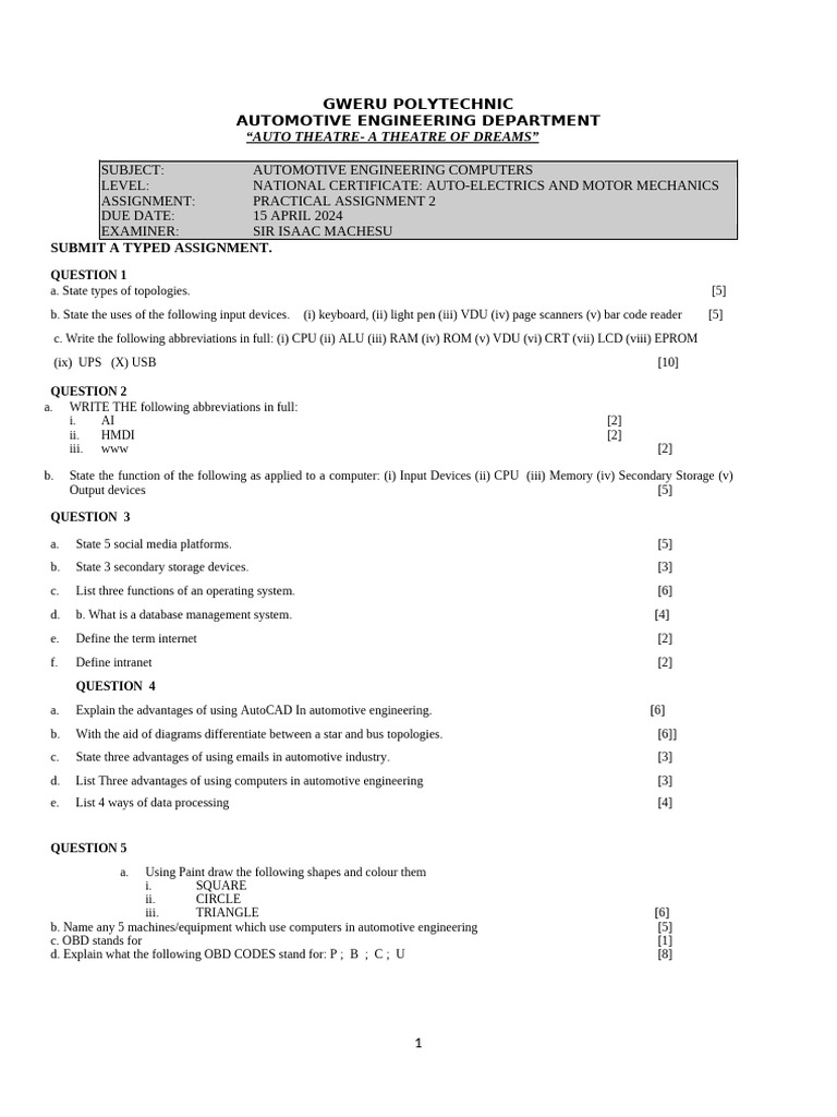 Computers End of Term Test 2 | PDF