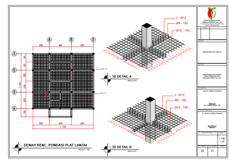 Denah & Detail Pondasi Plat Lantai | PDF