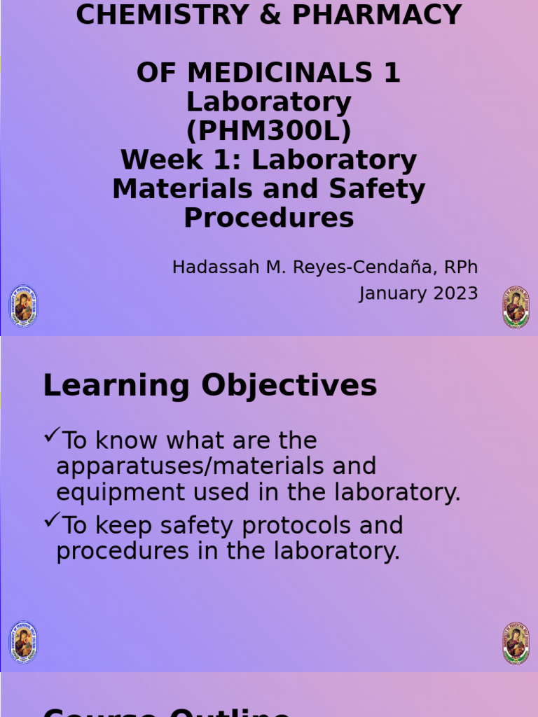 Week 1 Laboratory Materials and Safety Procedures | PDF