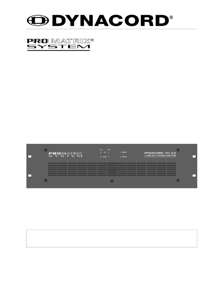 dynacord_dpa4245_dpa4260_power_amplifier | PDF