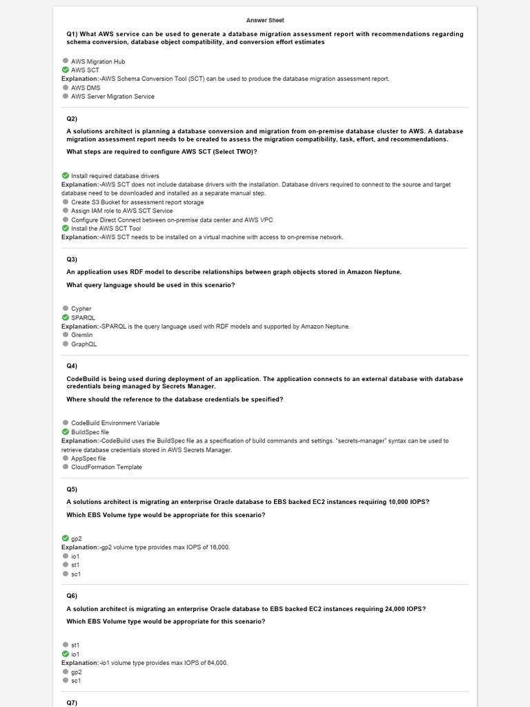 AWS Certified Database Specialty Practice Exam Test Set - 9-1 | PDF