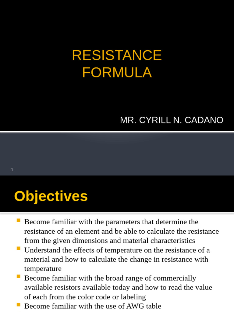 p9. Resistance Formula | PDF