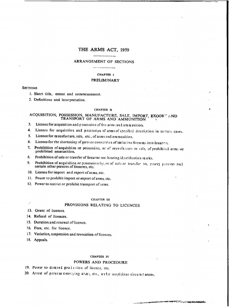 Arms Act 1959 | PDF
