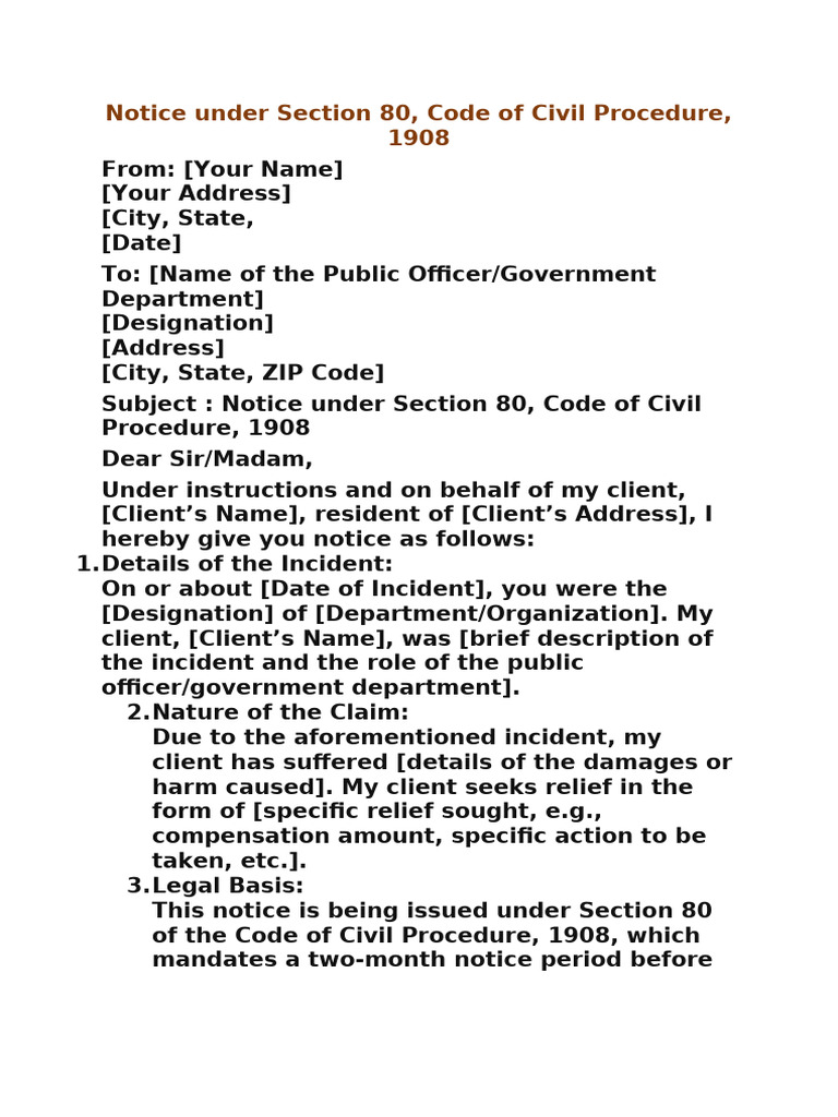 Notice Under Section 80 | PDF