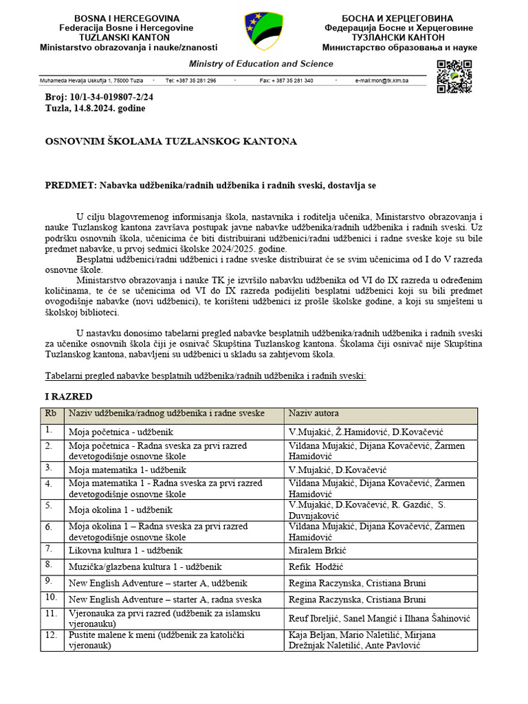 Spisak Udzbenika Odobreni | PDF