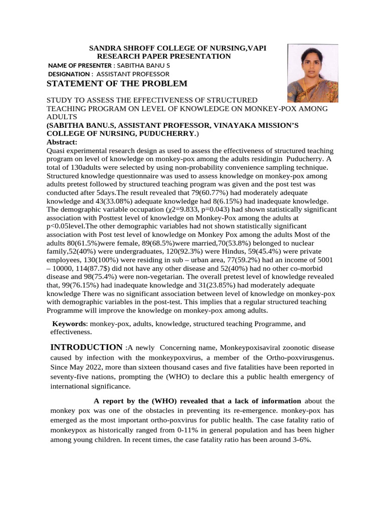 Research Paper Presentation - Sabitha Banu | PDF