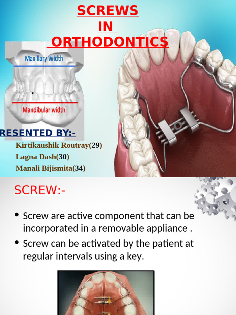 Active Components of Removable Screws | PDF | Orthodontics | Medical ...