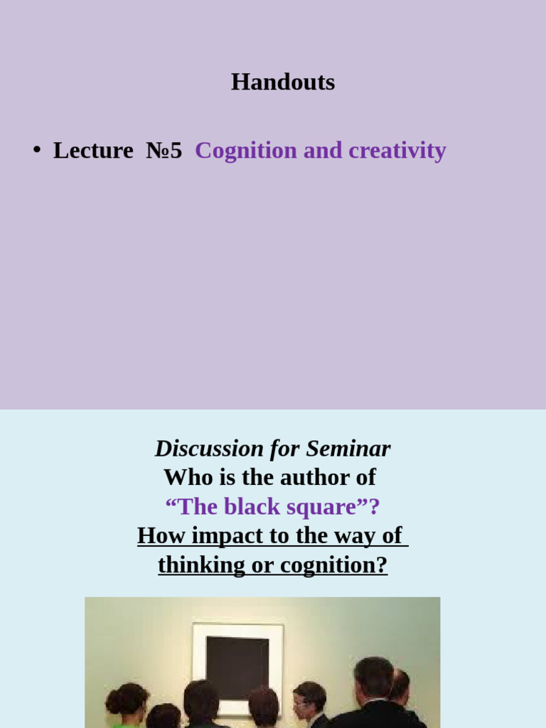 Lecture # 5. Cognition and Creativity | PDF