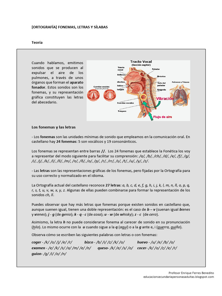 Fonemas, Letras y Sílabas | PDF