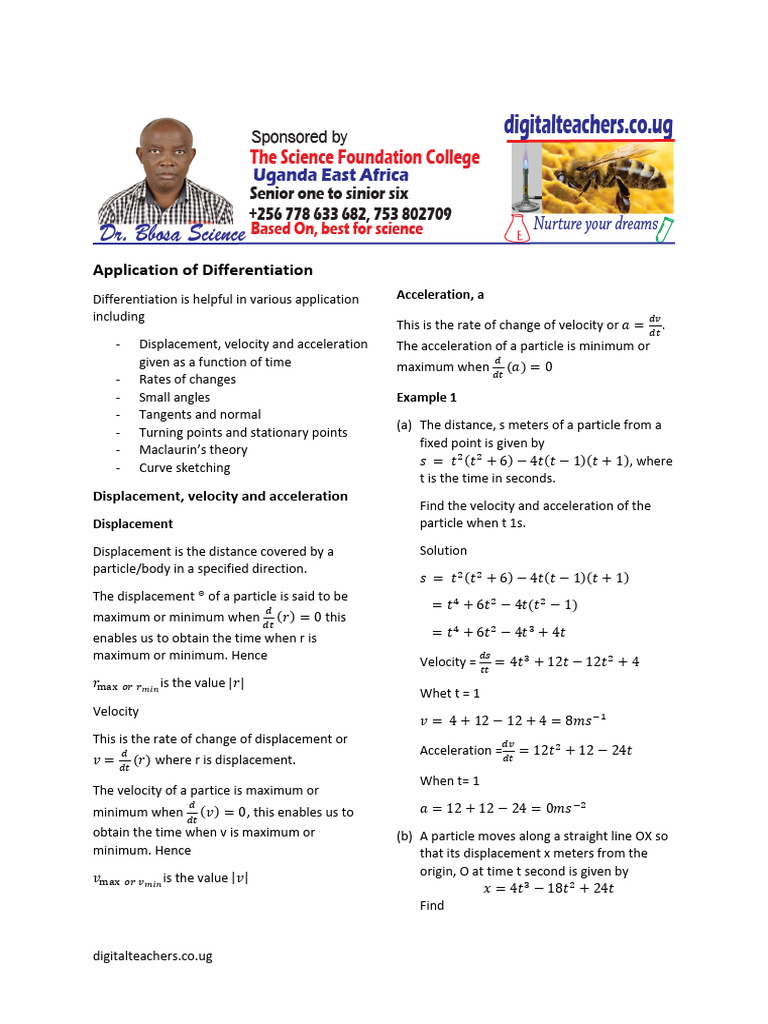 A Level Math Paper 1 Application of Differentiation A Level | PDF ...