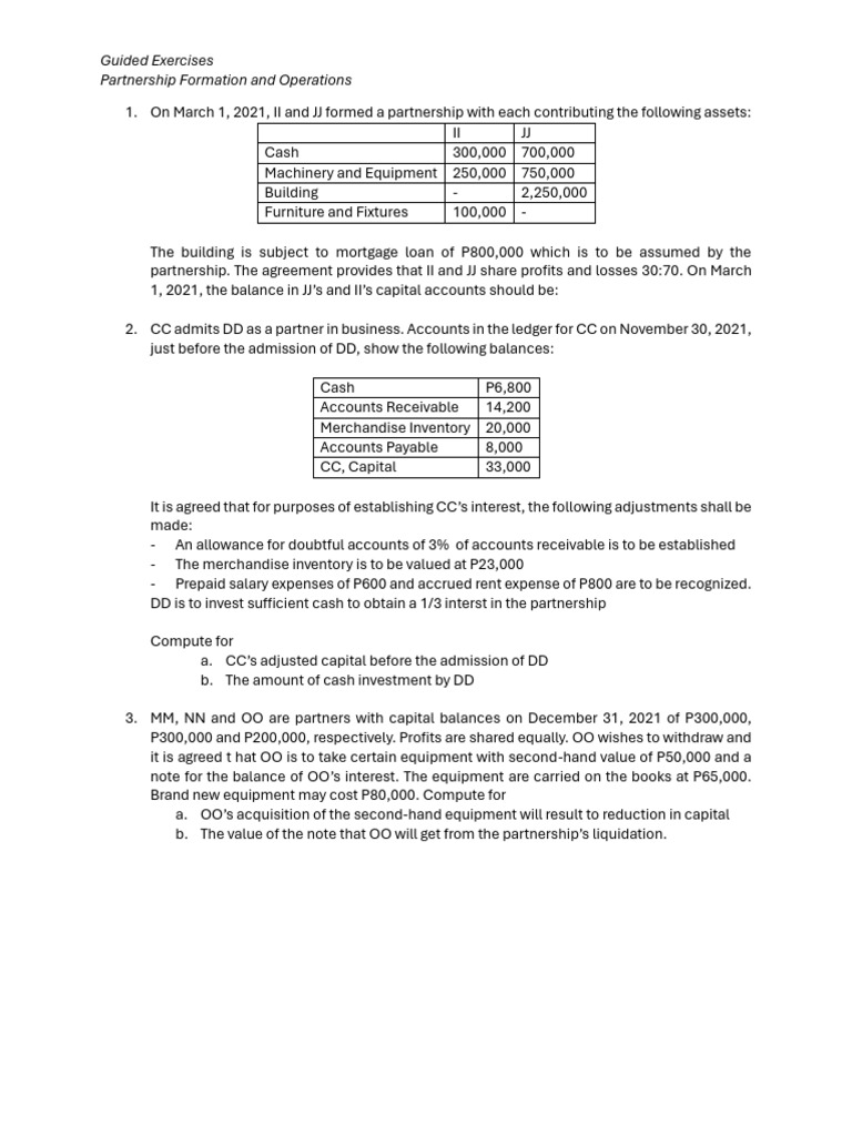 Guided Exercises Formation and Operations | PDF
