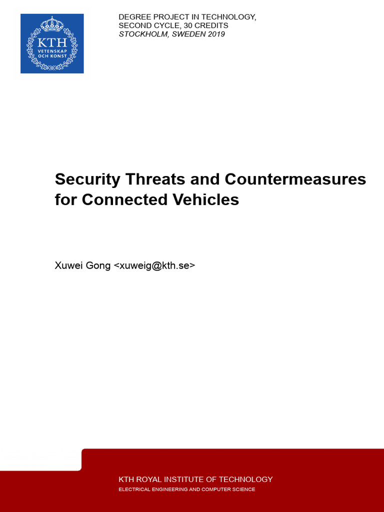 Security Threats and Countermeasures For Connect Vehicle | PDF ...