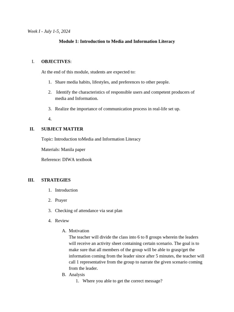 MIL - Module 1 (Week 1 JUL) | PDF