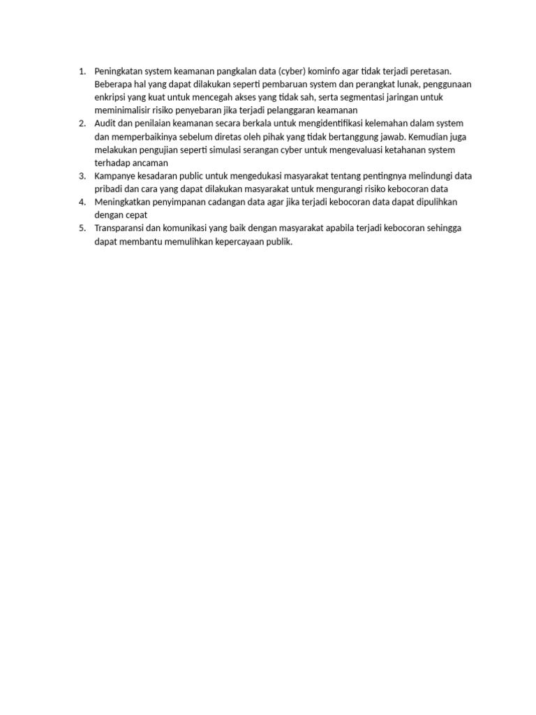 Solusi Kebocoran Data Kominfo | PDF