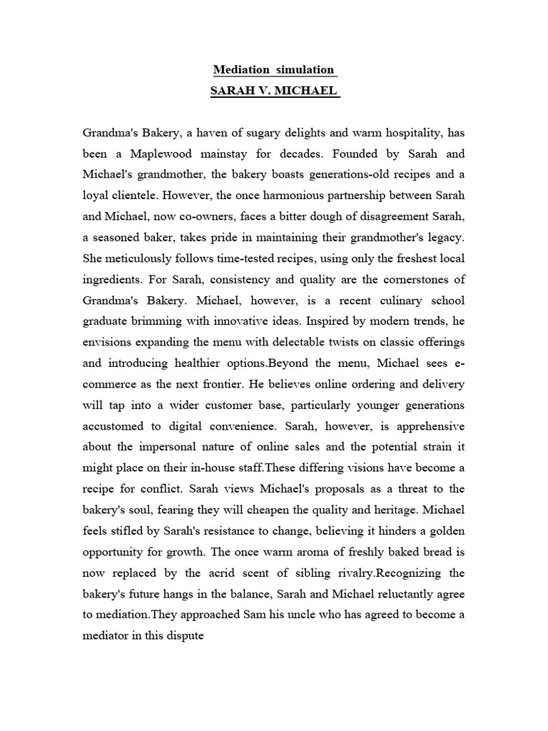 Mediation Simulation Exercise | PDF