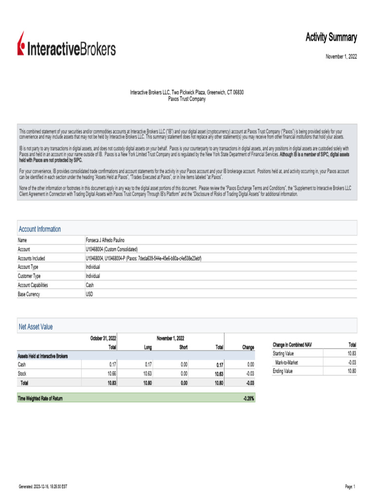 Activity Summary: November 1, 2022 | PDF