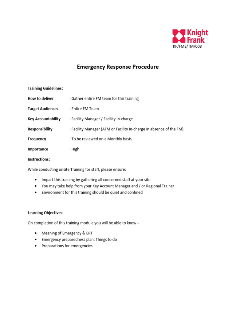 Emergency Response Procedure | PDF | Emergency Management | Emergency
