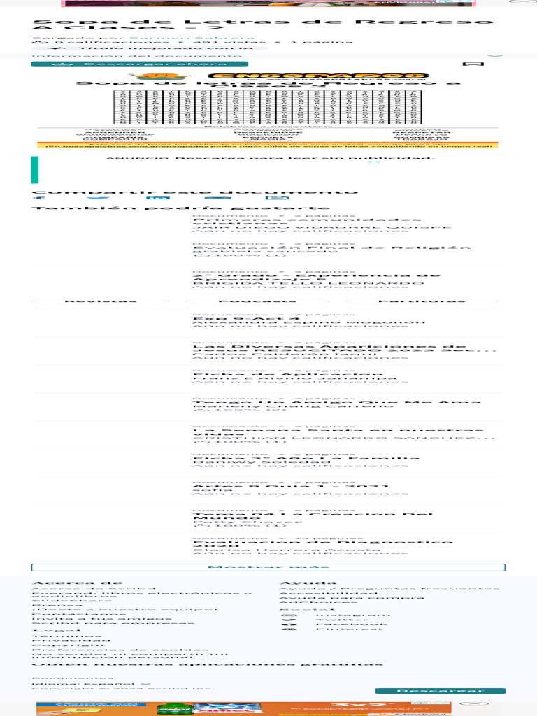Sopa de Letras de Regreso a Clases - 2 PDF | PDF