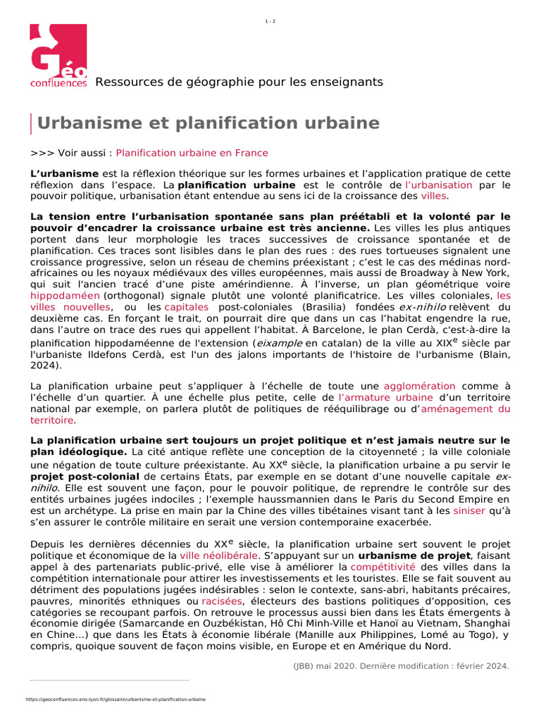 Urbanisme Et Planification Urbaine | PDF