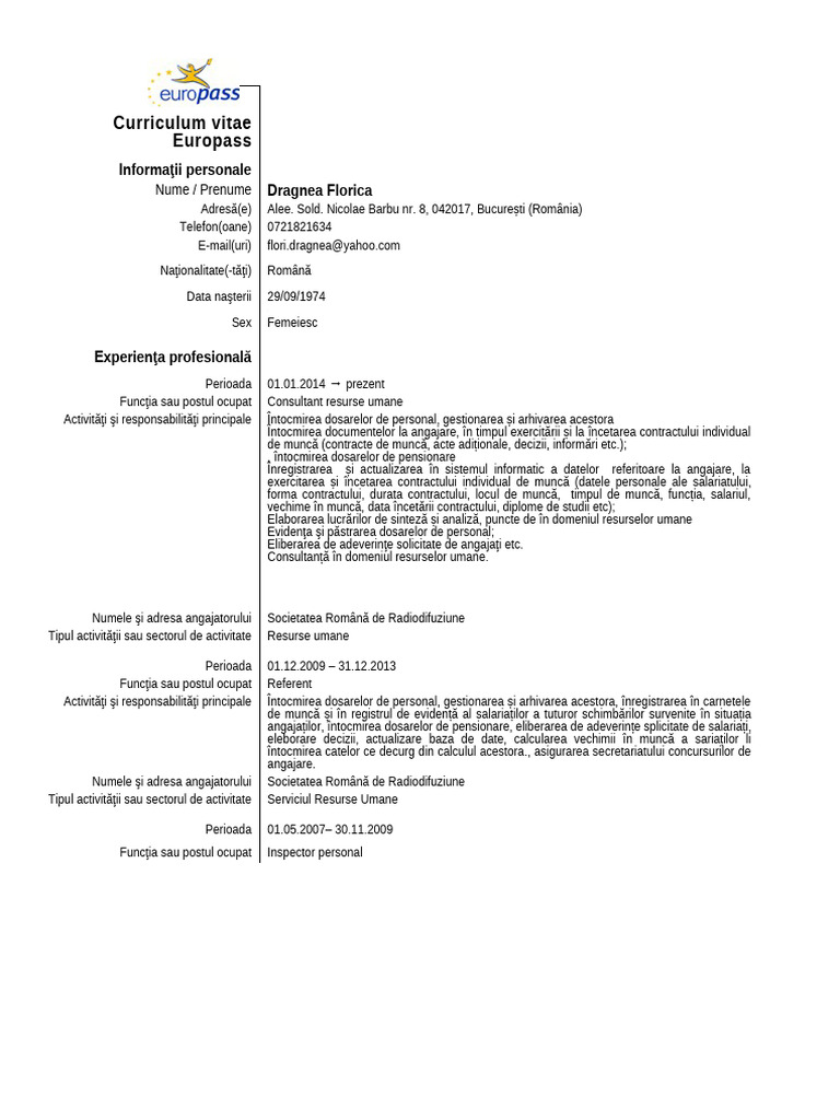 CV in Format European | PDF