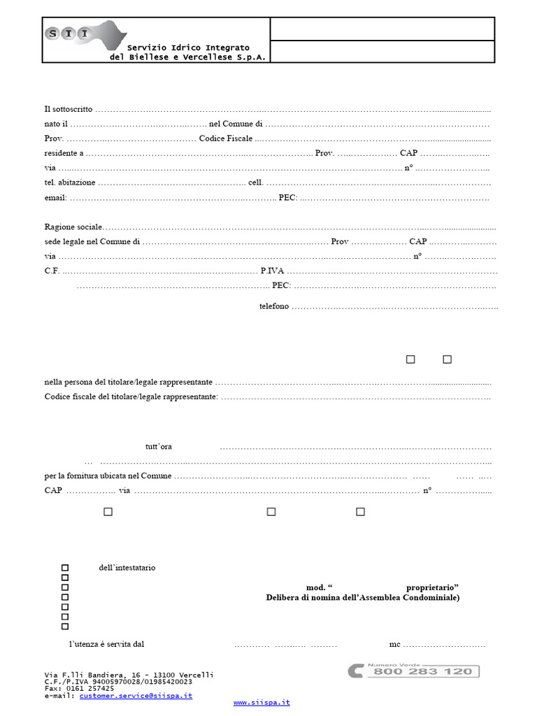 DOMANDA DI VOLTURA Rev 5 Editabile | PDF