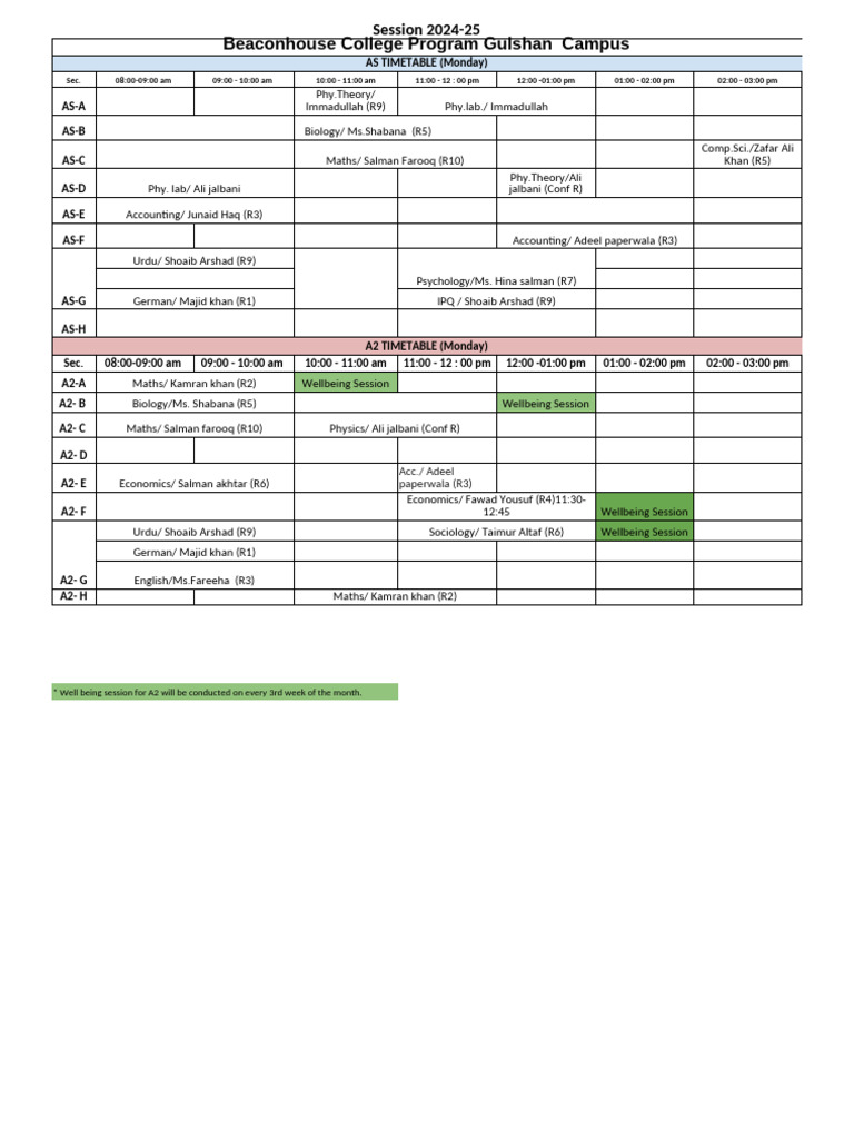 Academic Block 2024-25 Timetable (F) - 1 | PDF