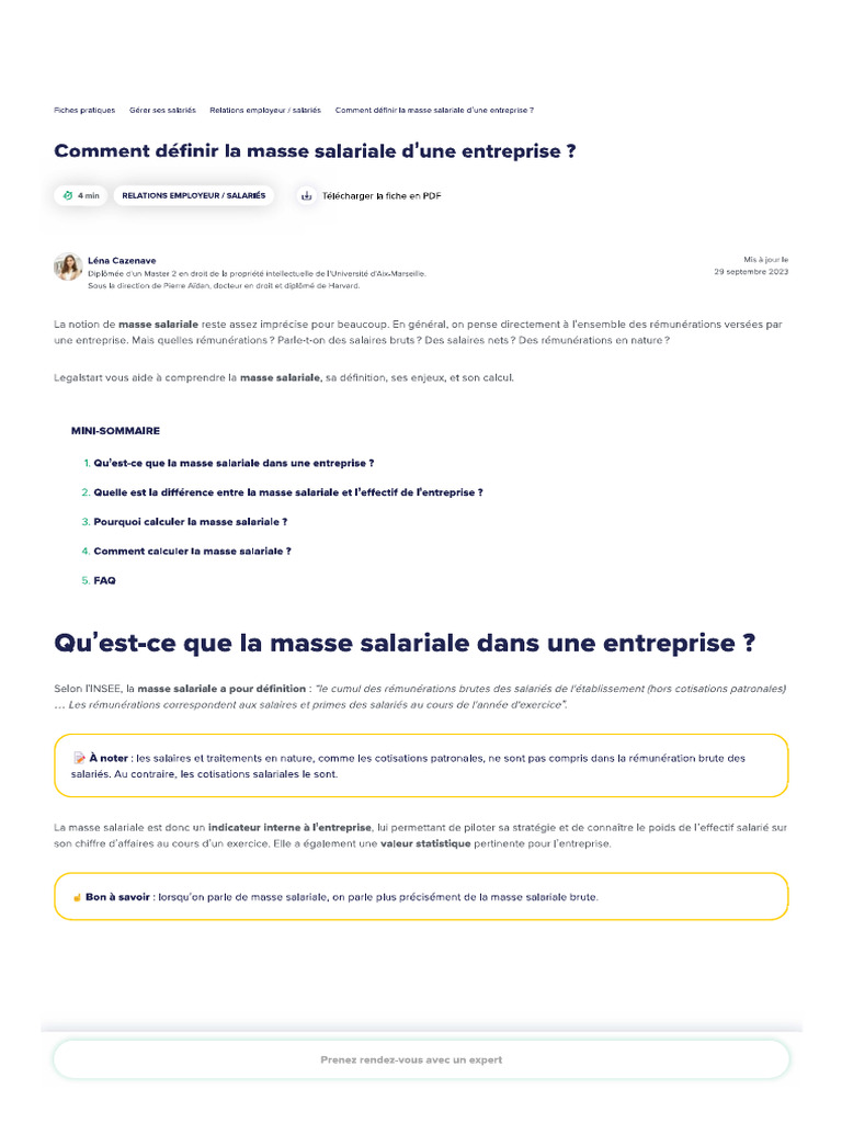 Masse Salariale Définition | PDF