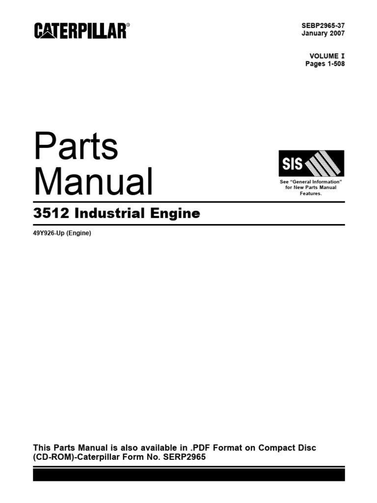 CAT 3512 Parts Manual Vol-I - SERP2965-37 (Jan 2007) | PDF