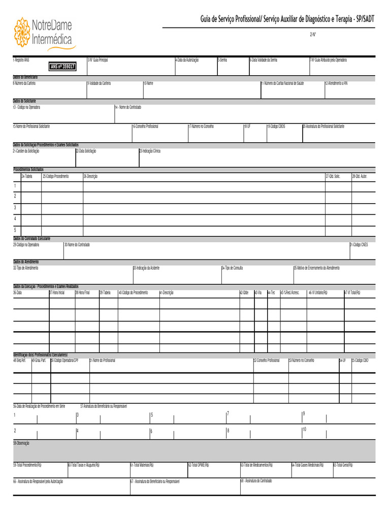 GUIA DE SADT NOTREDAME | PDF