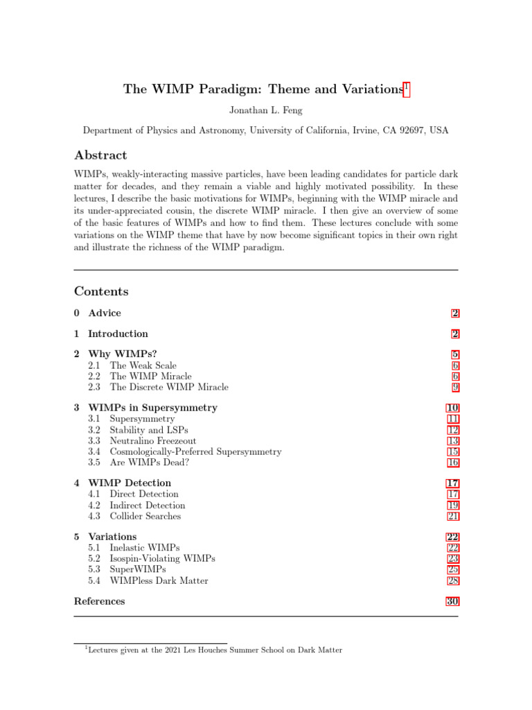 The WIMP Paradigm: Theme and Variations | PDF