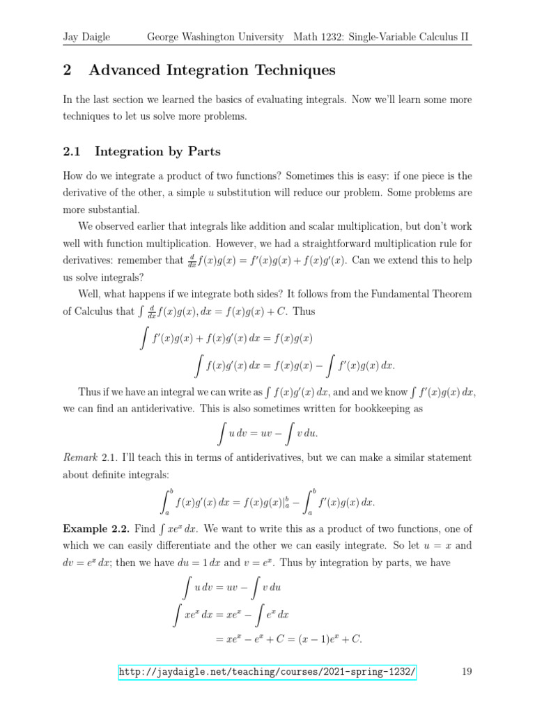 Section 2 Integration Techniques | PDF