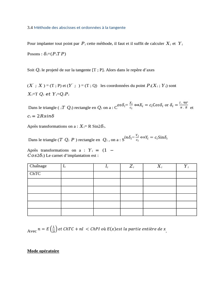 Abscisse Ordonnée a la tangente | PDF