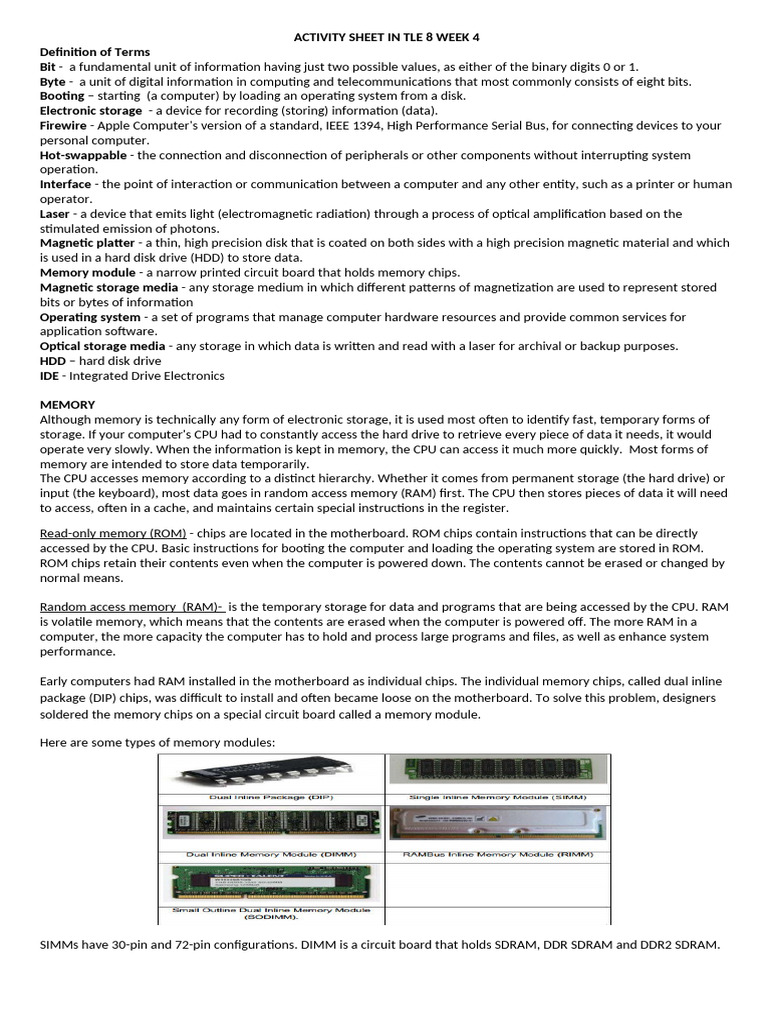 Activity Sheet Week 4 5 Tle | PDF