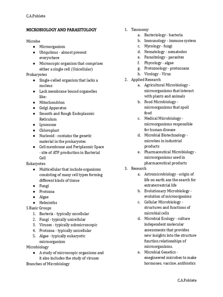 Micropara Notes | PDF