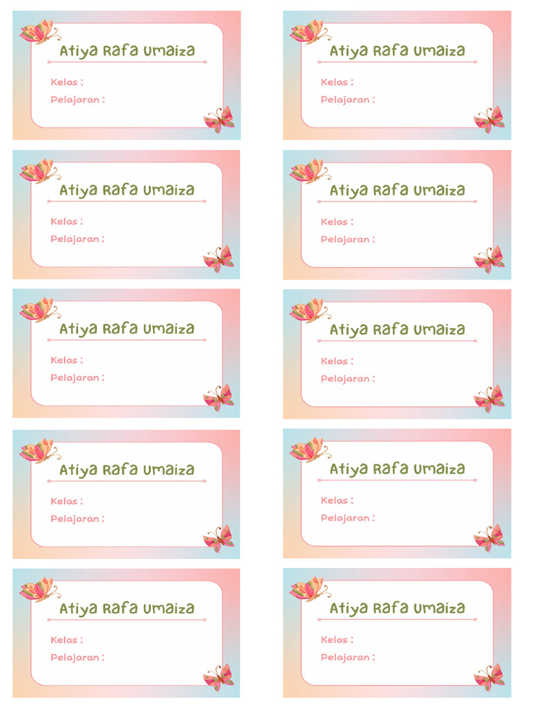 Template Label Nama Buku Anak | PDF