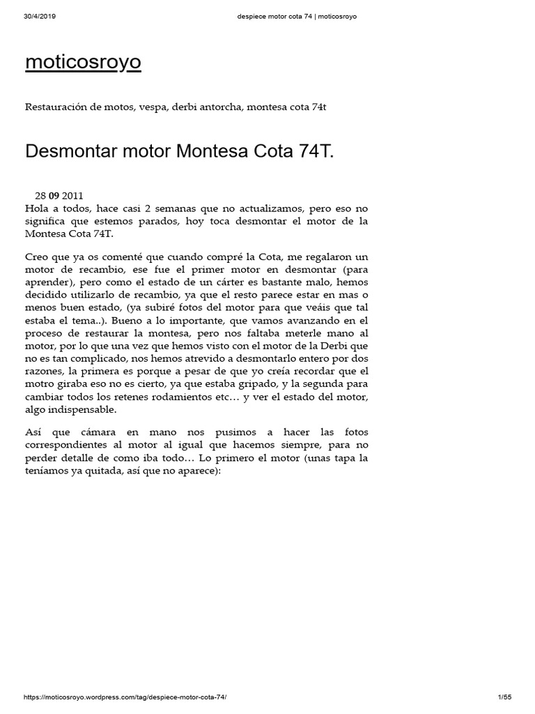 Despiece Motor Cota 74 | PDF
