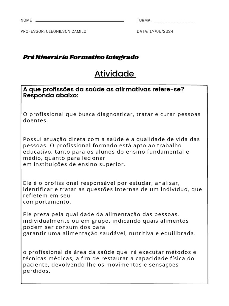 Atividade Pre IFI | PDF
