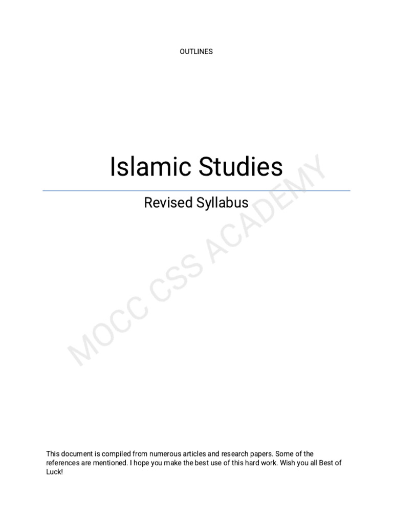 Islamiat Notes For Css | PDF