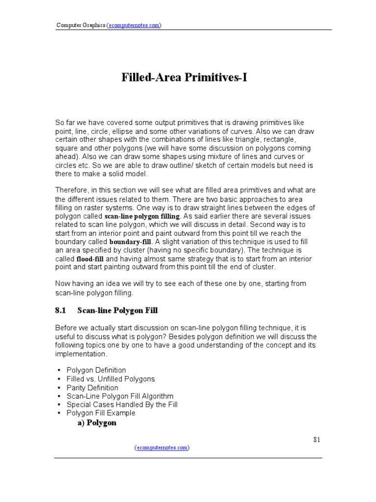 Graphics: Filled-Area Techniques | PDF | Polygon | Vertex (Geometry)