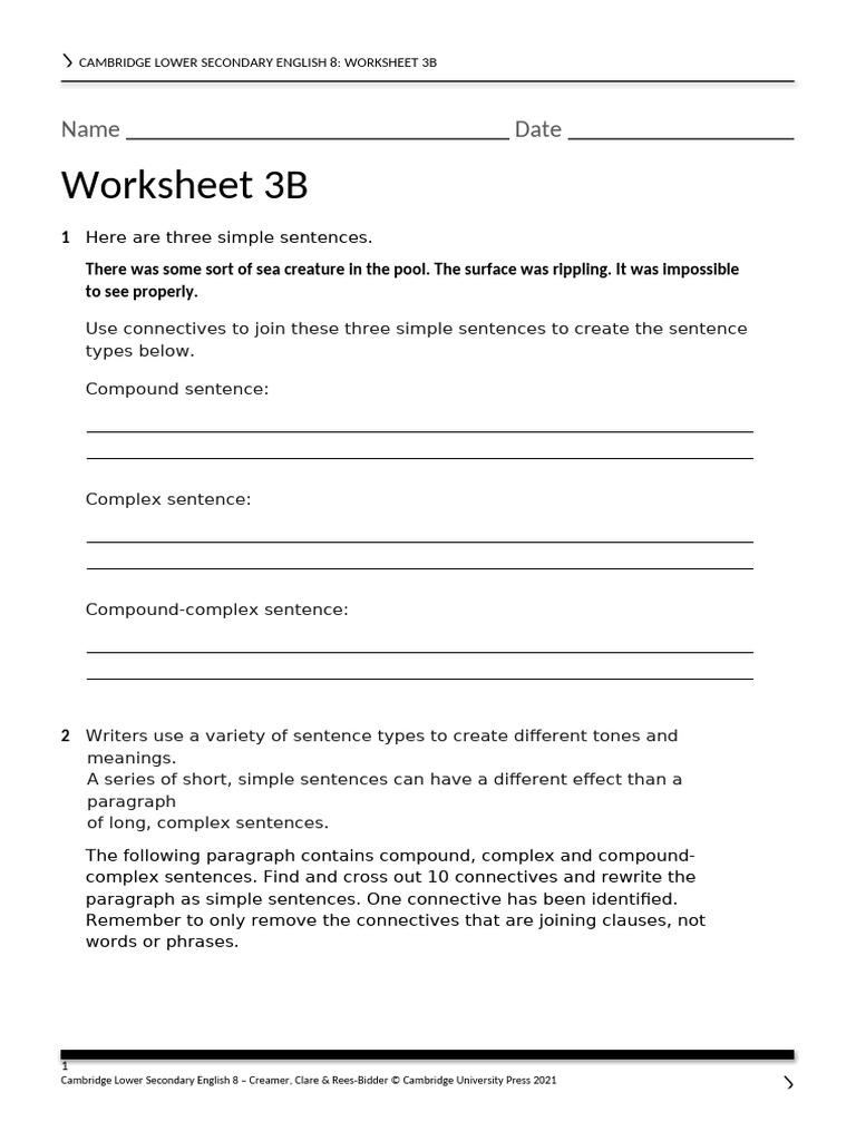 LS English 8 Worksheet 3B | PDF