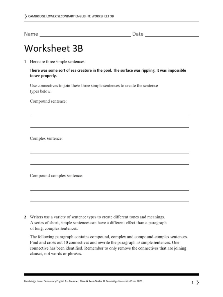 LS English 8 Worksheet 3B | PDF