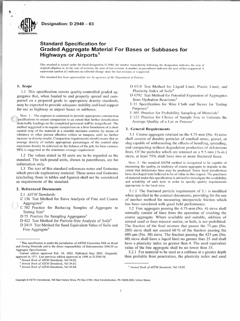 Astm D2940-03 | PDF