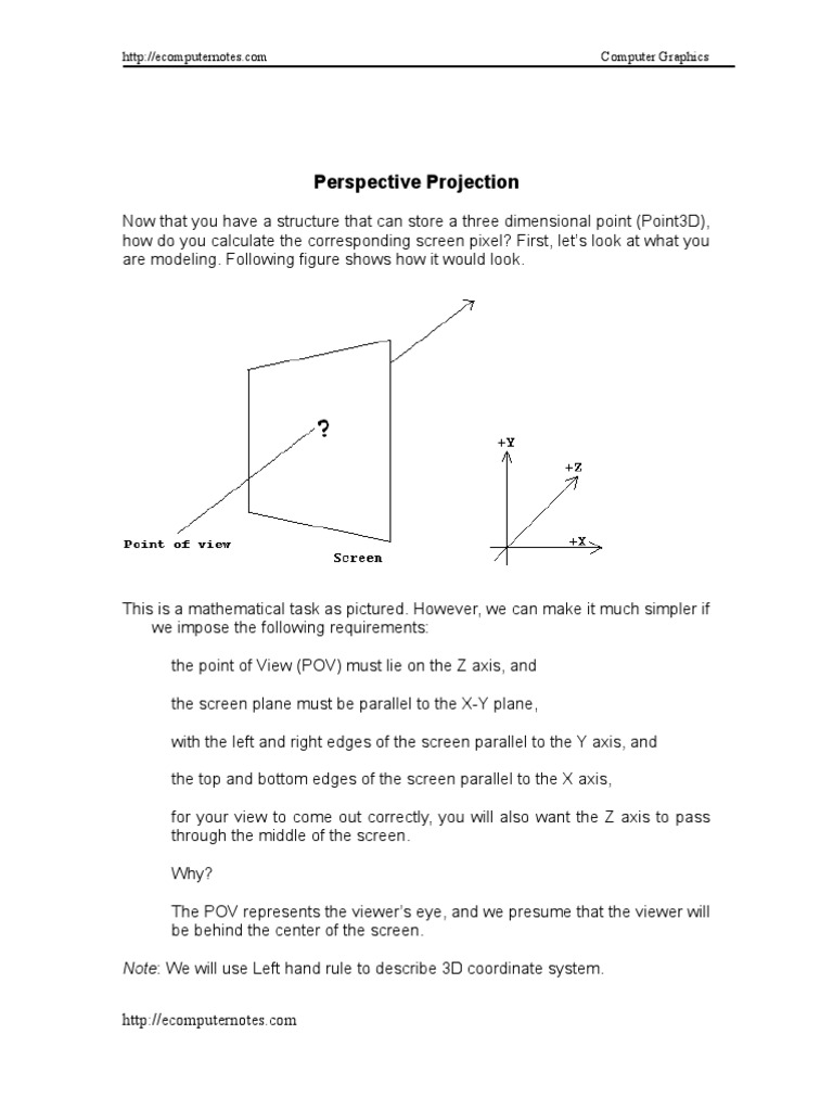 Computer Notes - Perspective Projection | Download Free PDF | 2 D ...