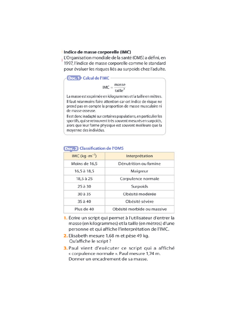 Calcul de L IMC Sur Scratch | PDF