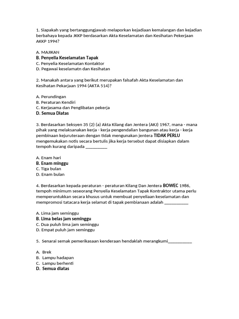 Contoh Soalan Objektif 1 Sss | PDF