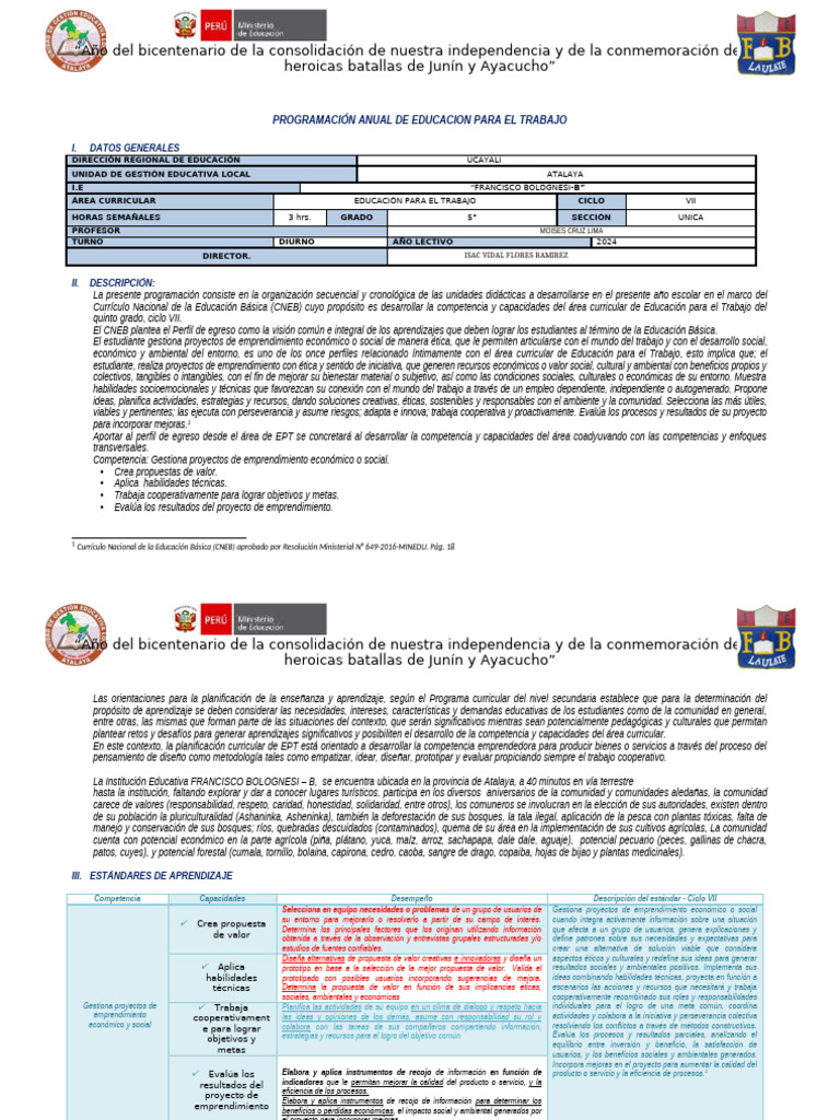 Programación Anual 5º Ept 2022 | PDF