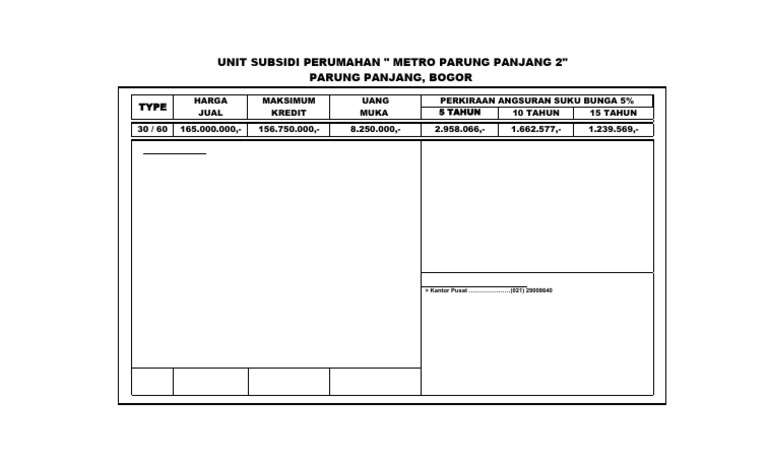 Unit Subsidi Perumahan " Metro Parung Panjang 2" Parung Panjang, Bogor ...