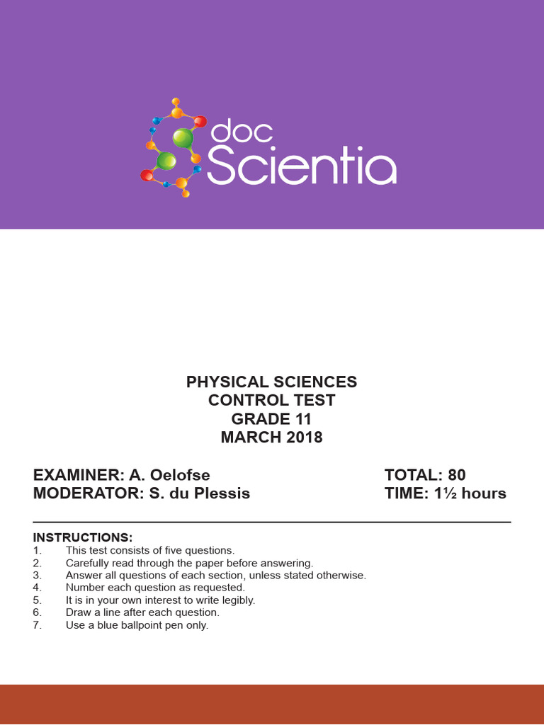 Bundle All Gr. 11 Physical Sciences Exam Papers and Memos 2018 | PDF