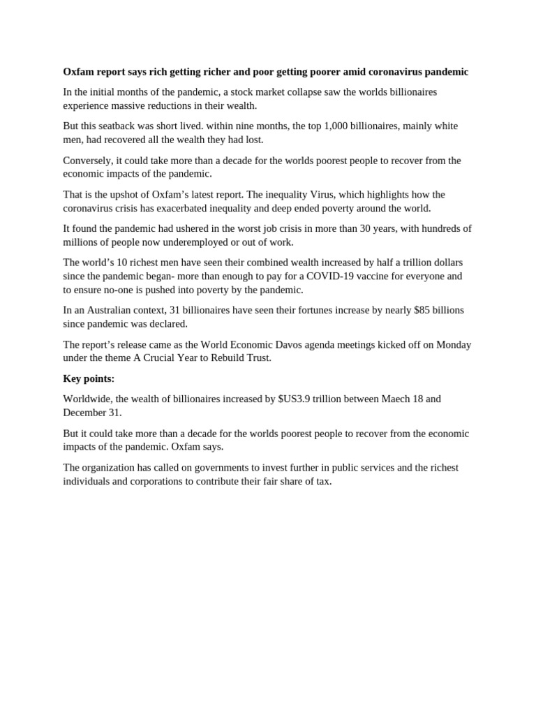 Rich Getting Richer and Poor Getting Poorer | PDF